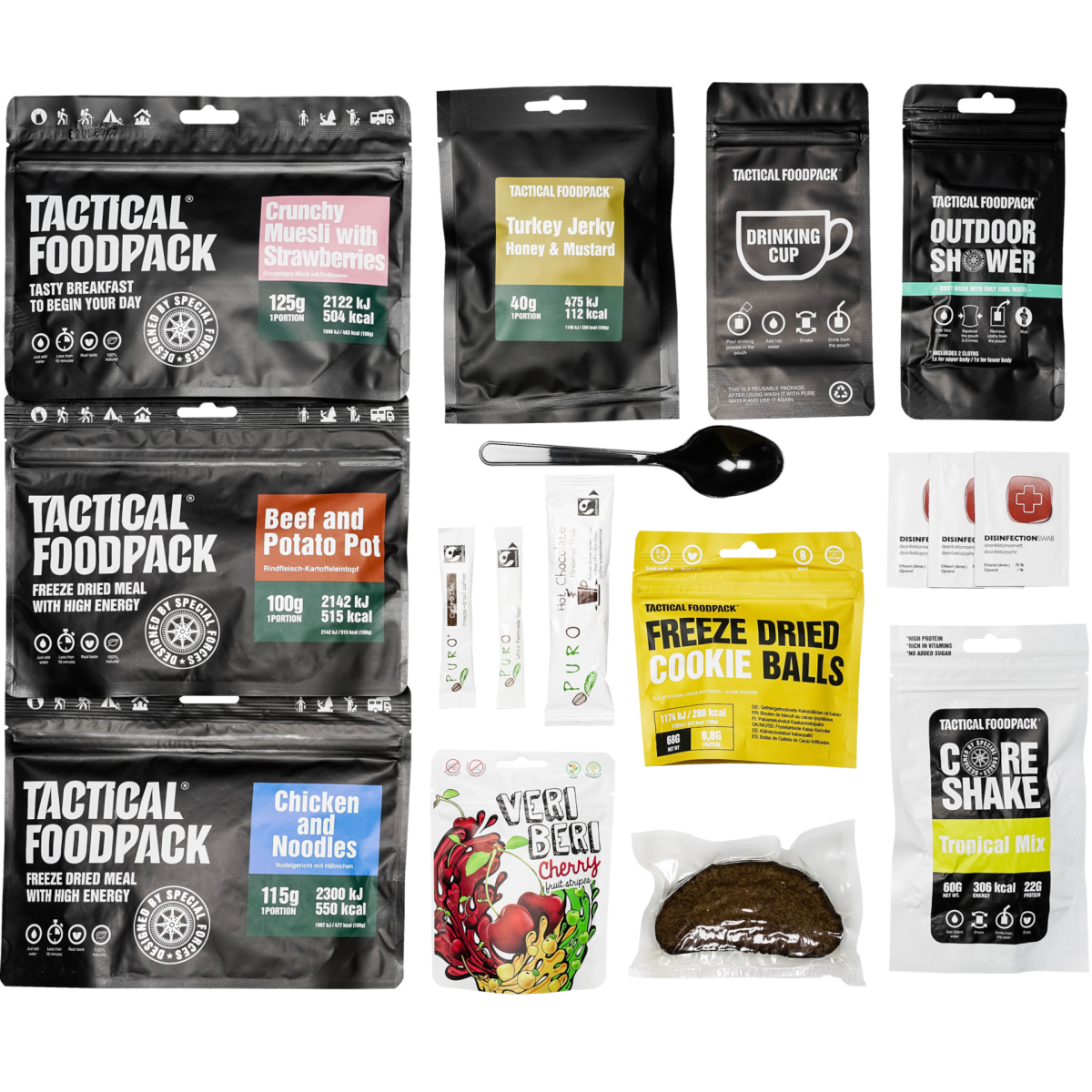 Tactical Food Pack 3 Meal Ration India, Inhalt: 3 Rationen